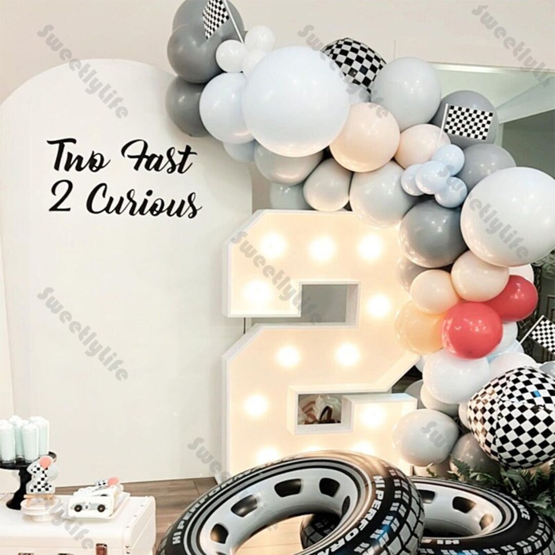 72pcs Race Car Balloon Garland Kit Macaron Blue Grey Two Fast - Etsy