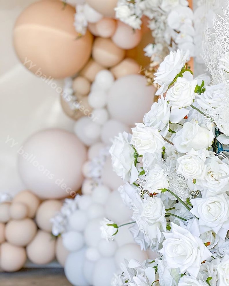 150pcs Doubled Cream Peach Balloon Garland Arch Kit DIY Matte White ...