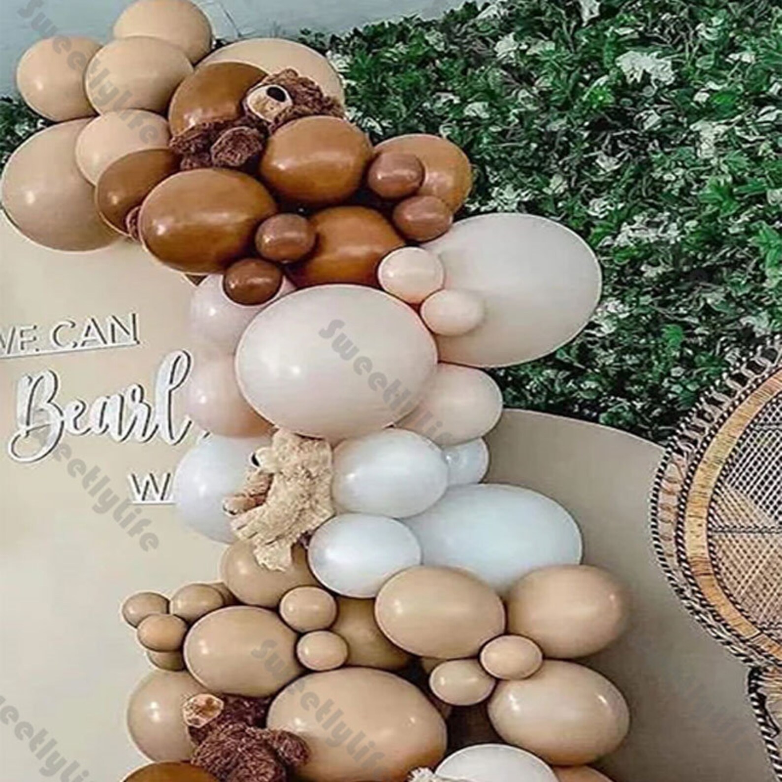 85/160pcs Doubled Apricot Cream Peach Caramel Balloon Arch Kit White ...