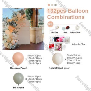 132pcs Retro Peach Green Balloons Garland Kit Boho Balloon Baby Shower ...