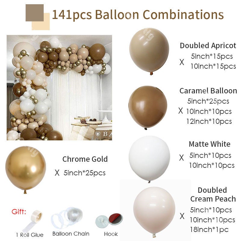 141/197pcs Caramel Balloon Garland Wedding Decoration Doubled | Etsy