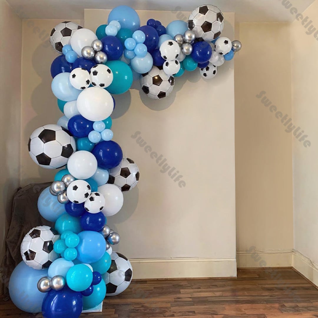 111/125pcs Klein Blue Matte Aqua Blue Balloon Chrome Silver Football ...