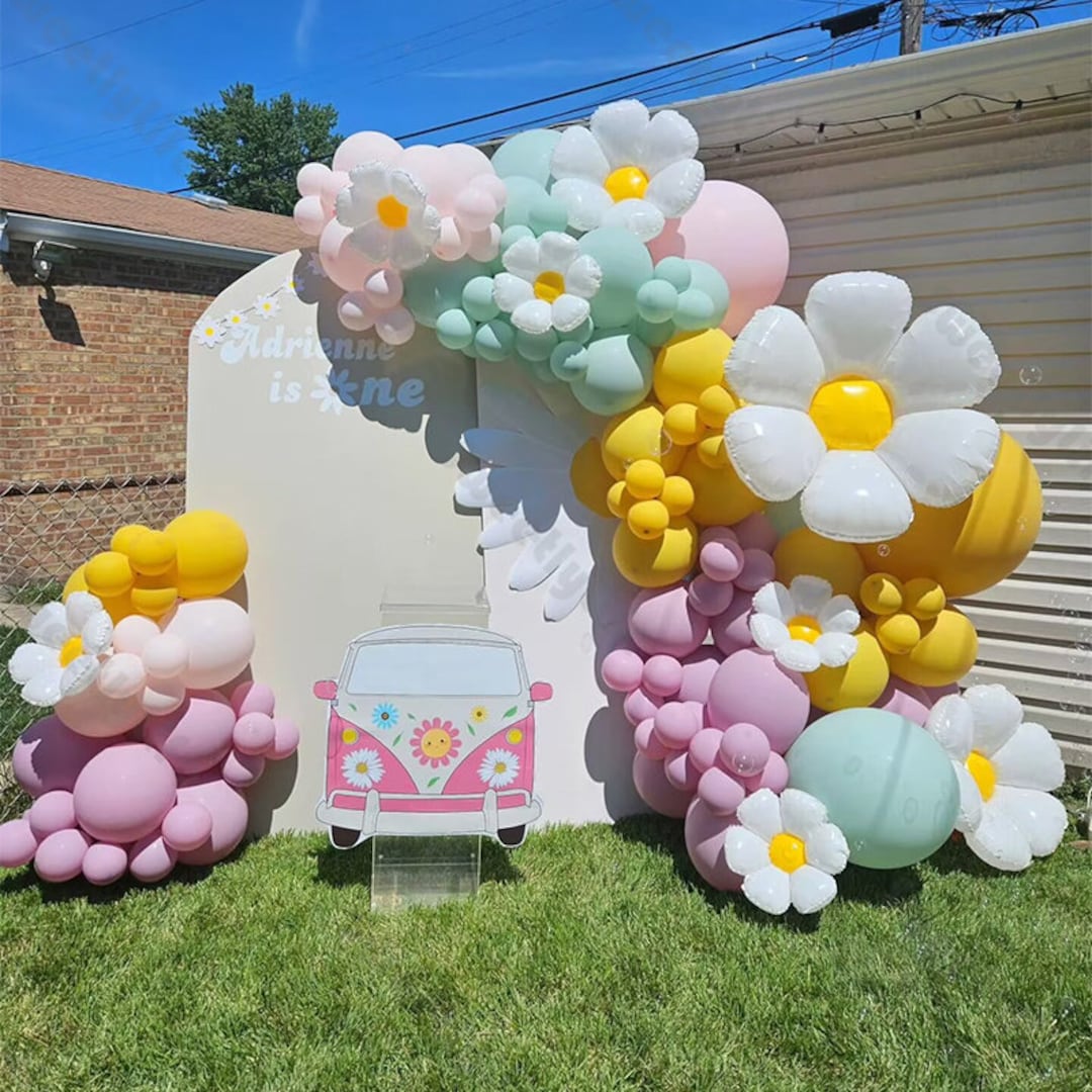 126pcs Groovy Balloon Garland Arch Kit Daisy Flower Balloon Decor for ...