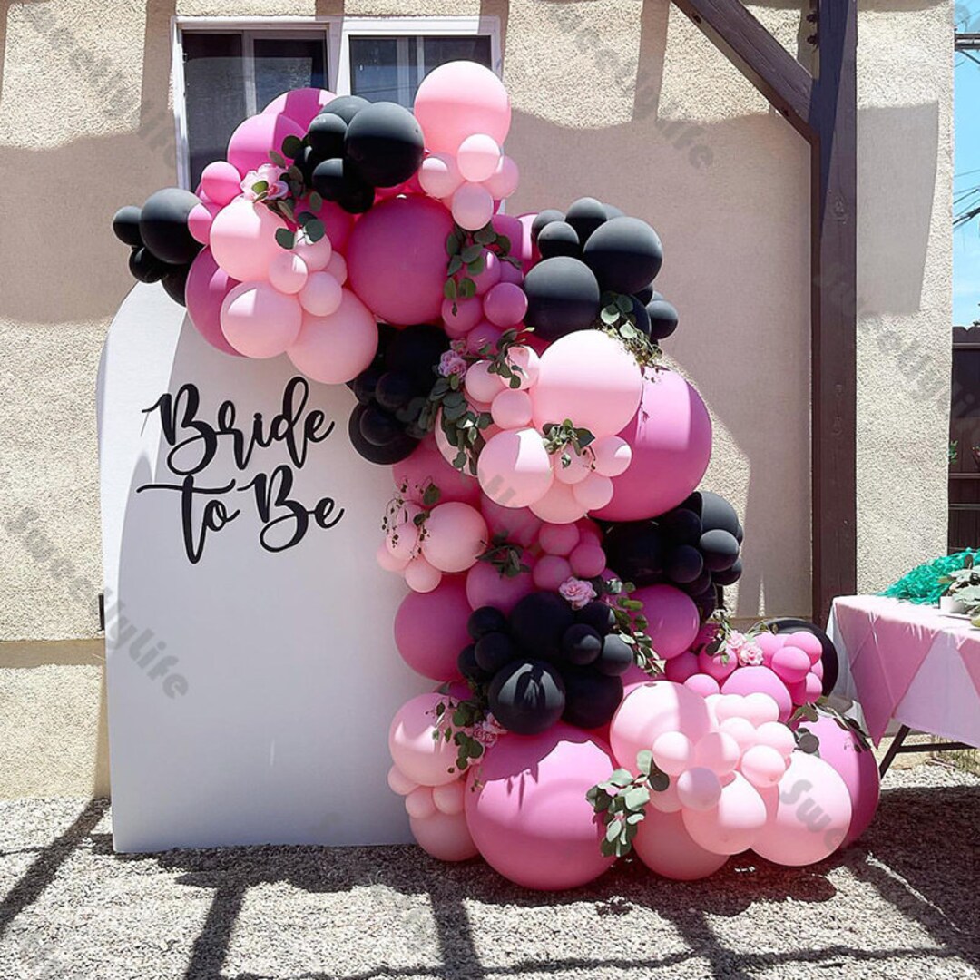 128pcs Matte Black Pink Balloon Arch Kit Baby Birthday Balloons Baby ...