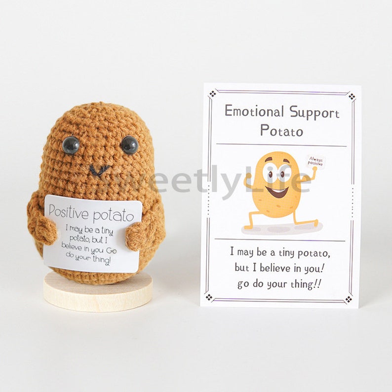 Emotional Support Positive Potato, Crochet Pickle/piglet, Handmade ...