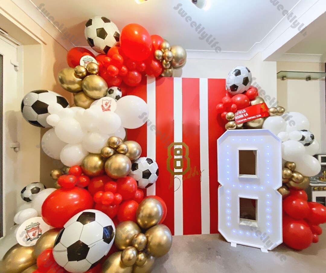 109/161pcs Matte Red White Gold Football Aluminum Balloon Chain Baby ...