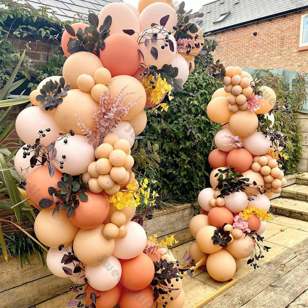 130pcs Double Cream Peach Balloon Arched Set Retro Wedding - Etsy