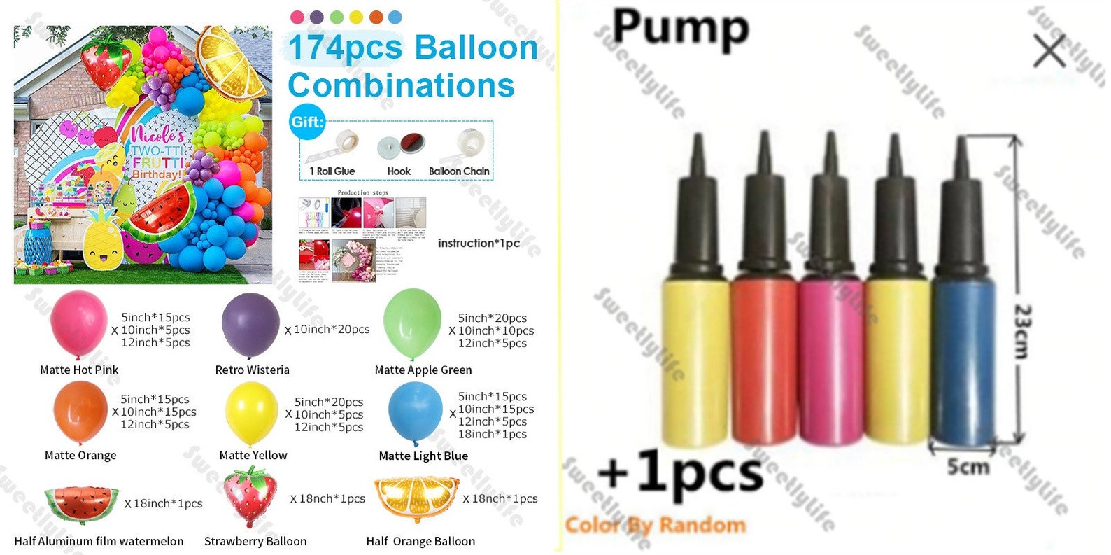 174pcs Summer Pool Party Balloons Garland Arch Kit Watermelon ...