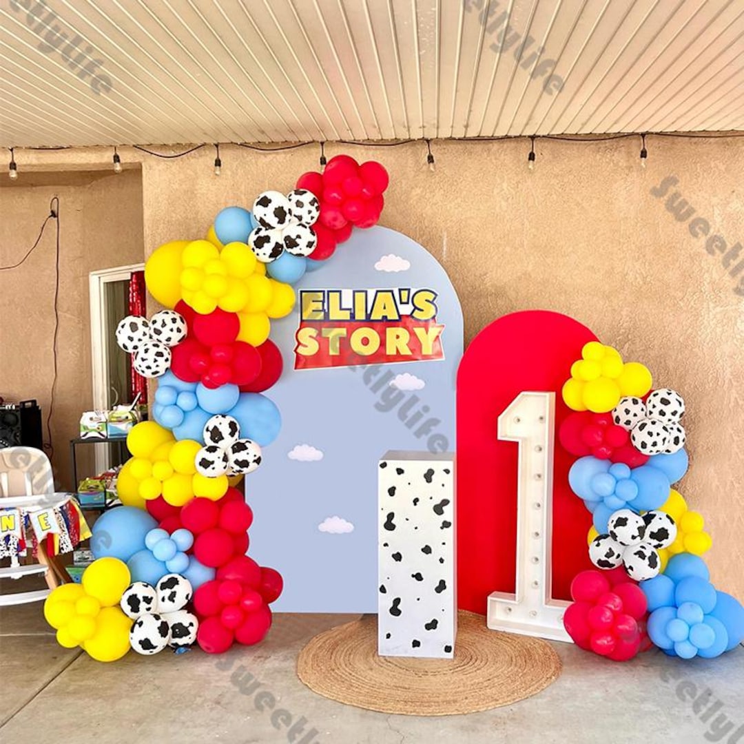 157pcs Barn Theme Balloons Garland Arch Kit Red Yellow Blue Cowboy ...