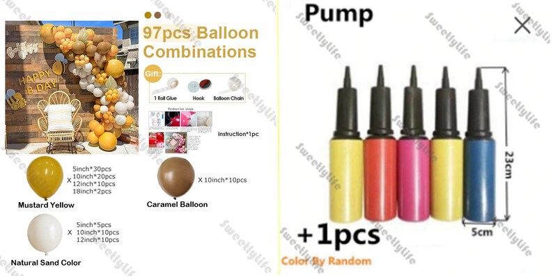 97pcs Bee Party Balloons Garland Kit Mustard Yellow Caramel Balloon ...