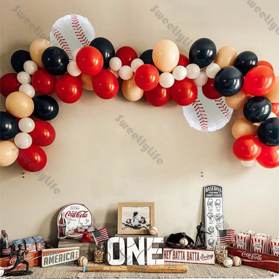 72pcs Matte Red Black Natural Sand Color Balloons Birthday Baseball ...