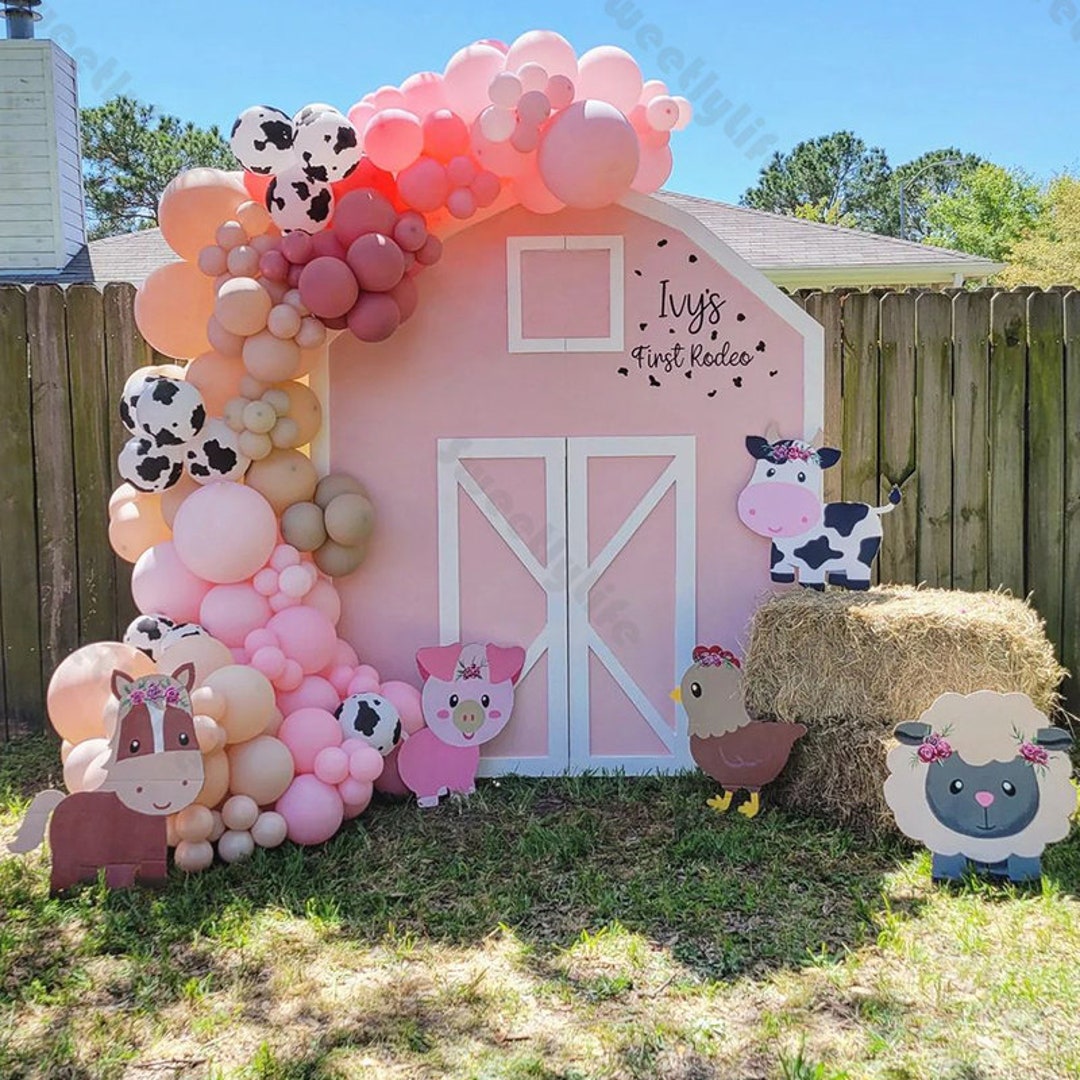 155pcs Farm Theme Birthday Balloon Garland Kit Dusty Pink Cream Peach ...
