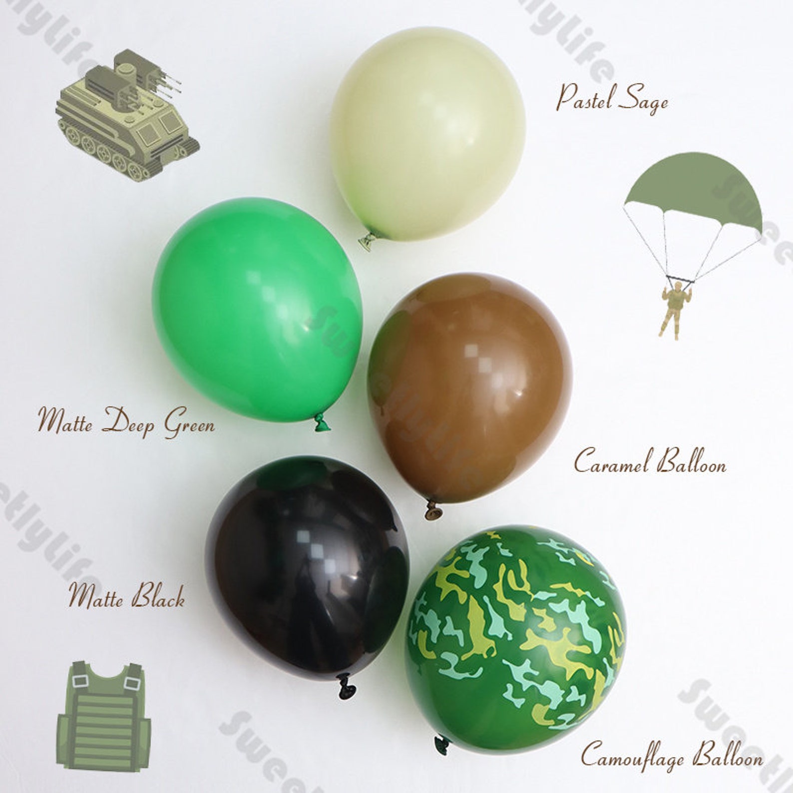 109pcs Camouflage Military Balloon Garland Arch Set Army Soldier Boys ...