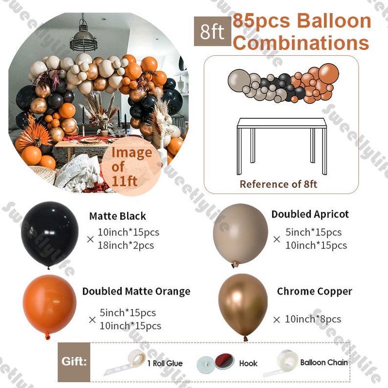 6-17ft Doubled Orange Apricot Balloons Arch Kit Matte Black - Etsy