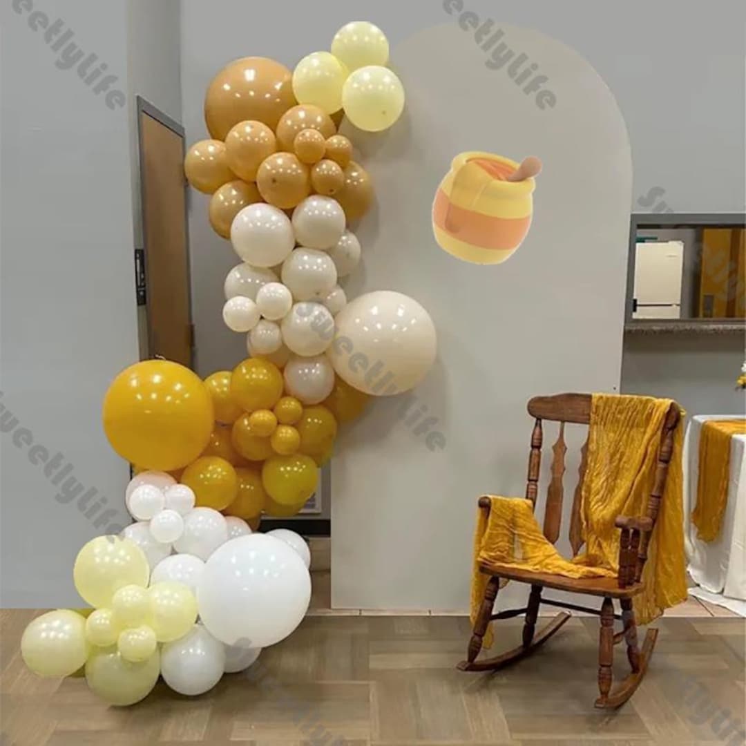 104pcs Bee Day Party Balloon Garland Arch Kit Neutral Sand Brown White ...