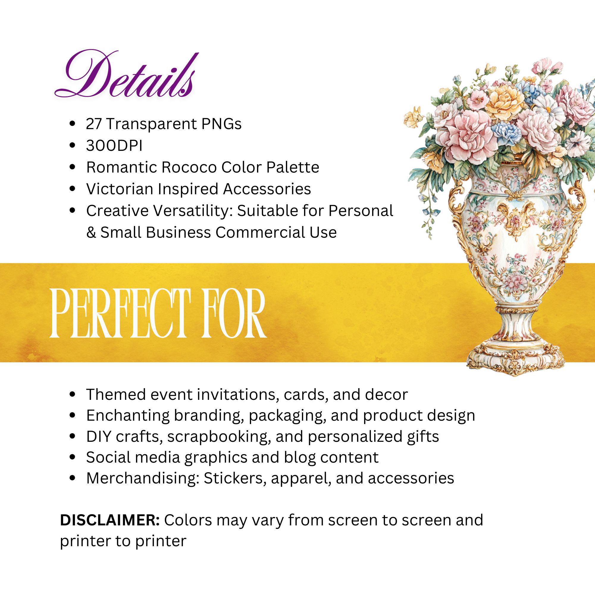 Clipart Vintage Rococo PNG Digital Baroque Glam Watercolor Graphics for ...