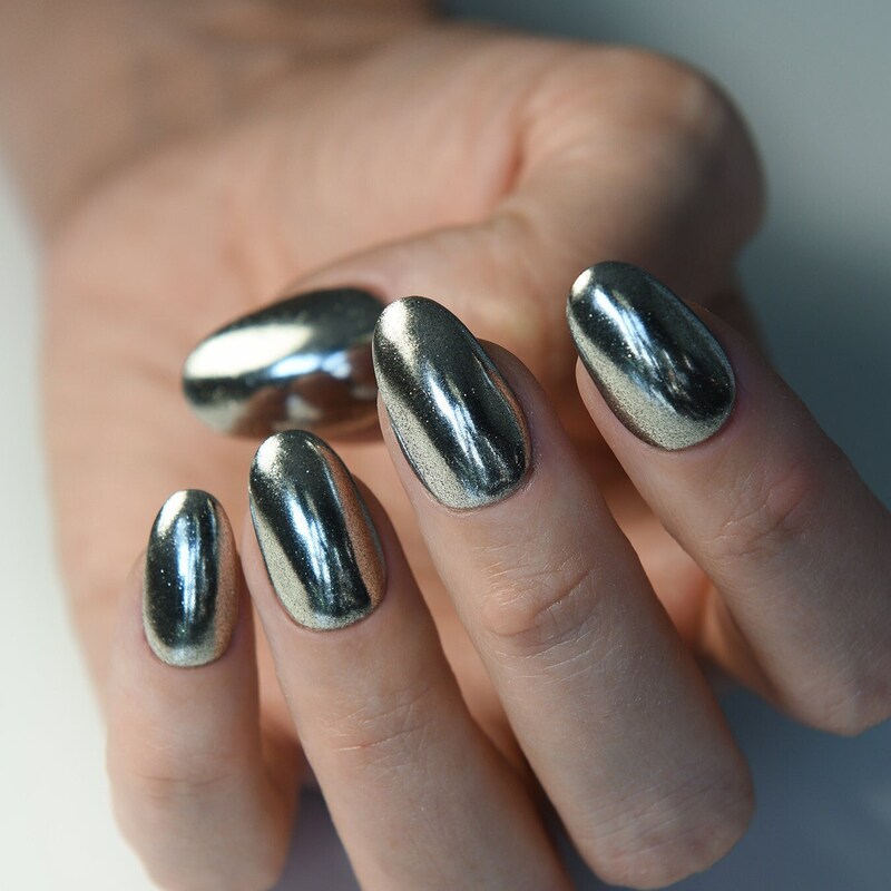 Silver Fake Nails - Etsy