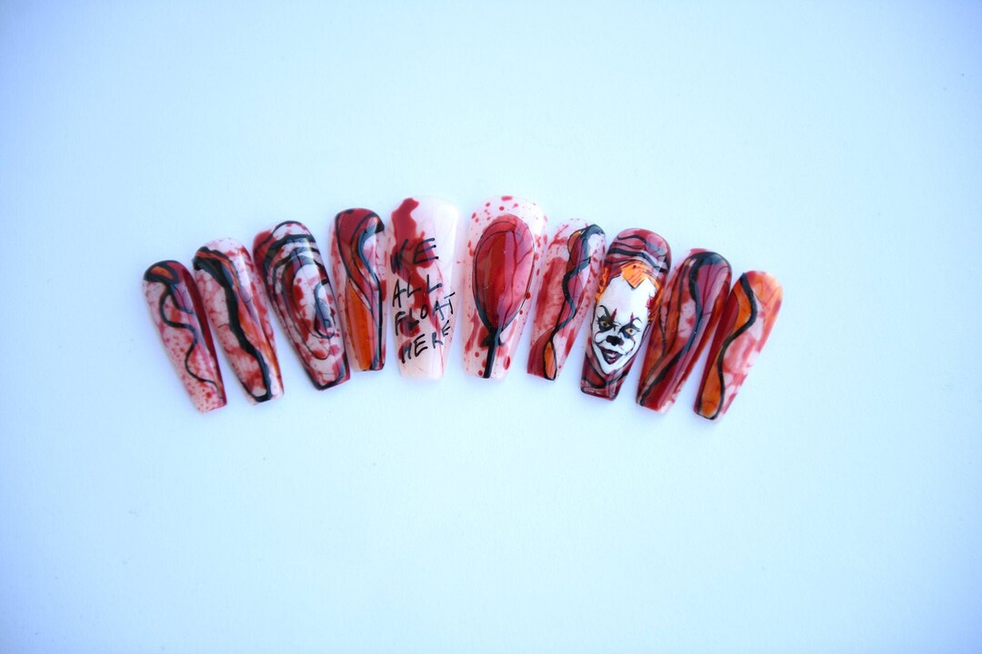 HALLOWEEN IT Clown | Glossy | Handpainted | Ready to Ship | Long Coffin ...