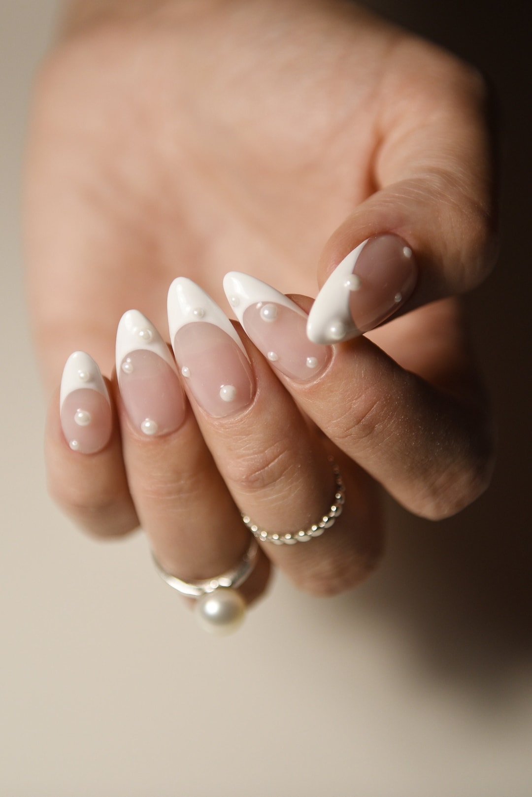 FRENCH & PEARLS Nails| Blob Pearl | Glossy | Handpainted Press on Nails ...