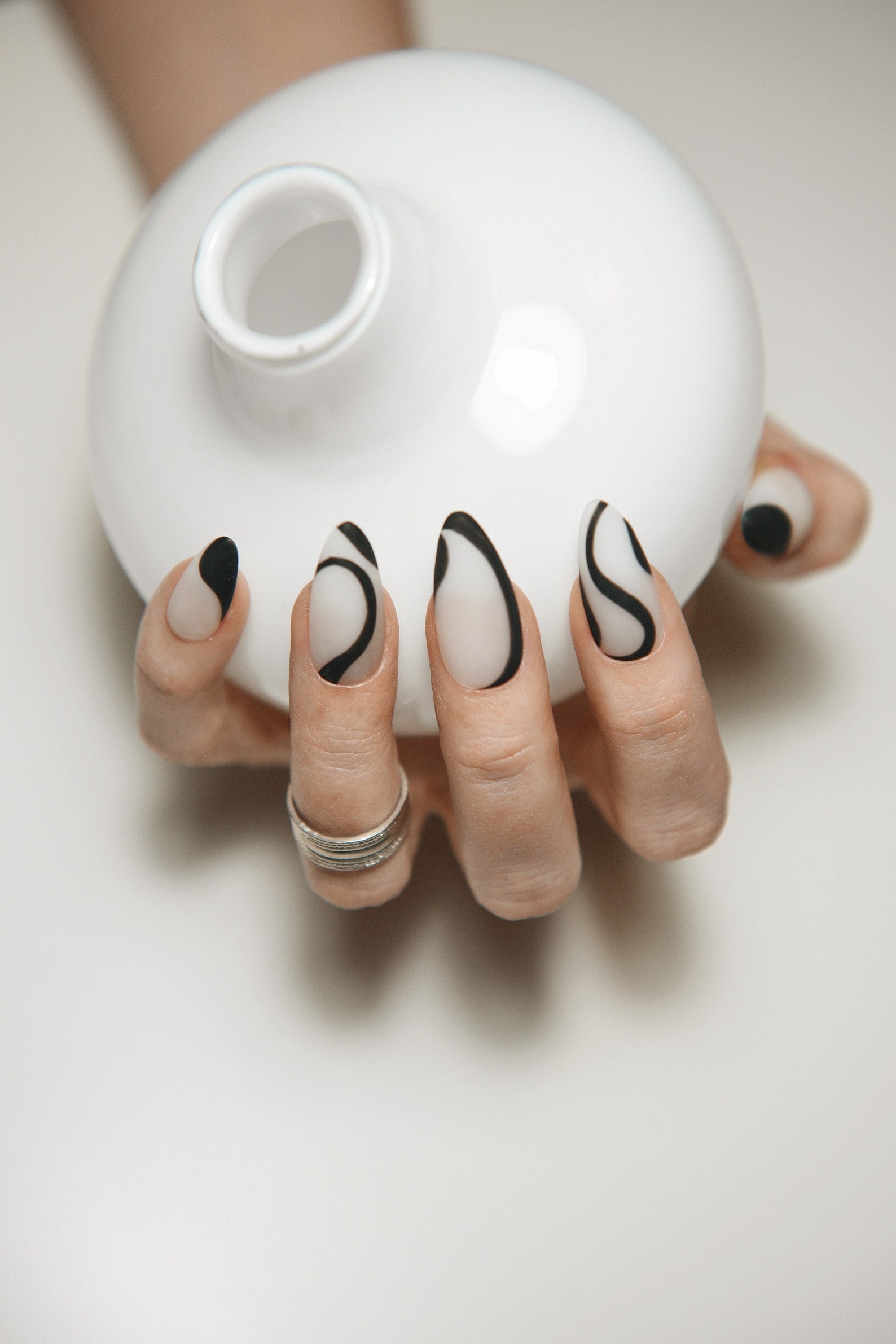 ABSTRACT FRENCH LINES Glossy or Matte Handpainted Press on - Etsy