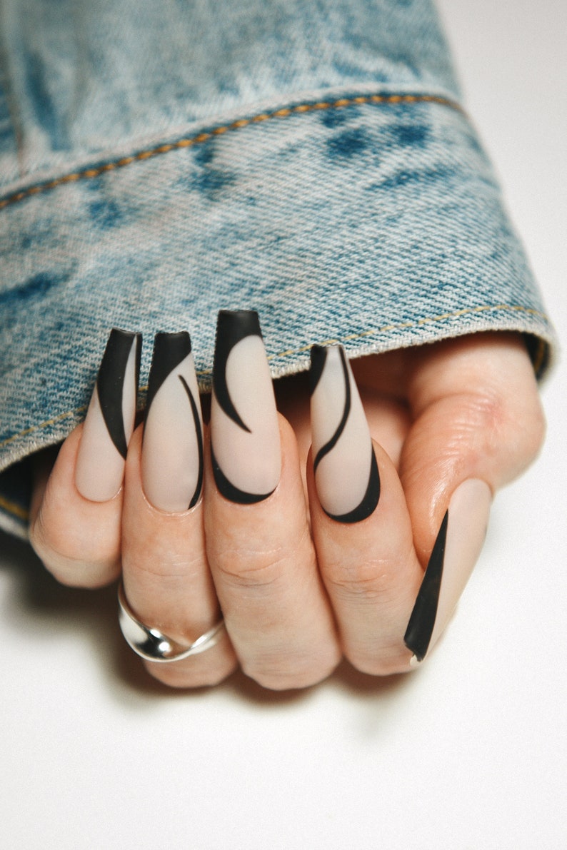 ABSTRACT FRENCH LINES Glossy or Matte Reusable Press on | Etsy