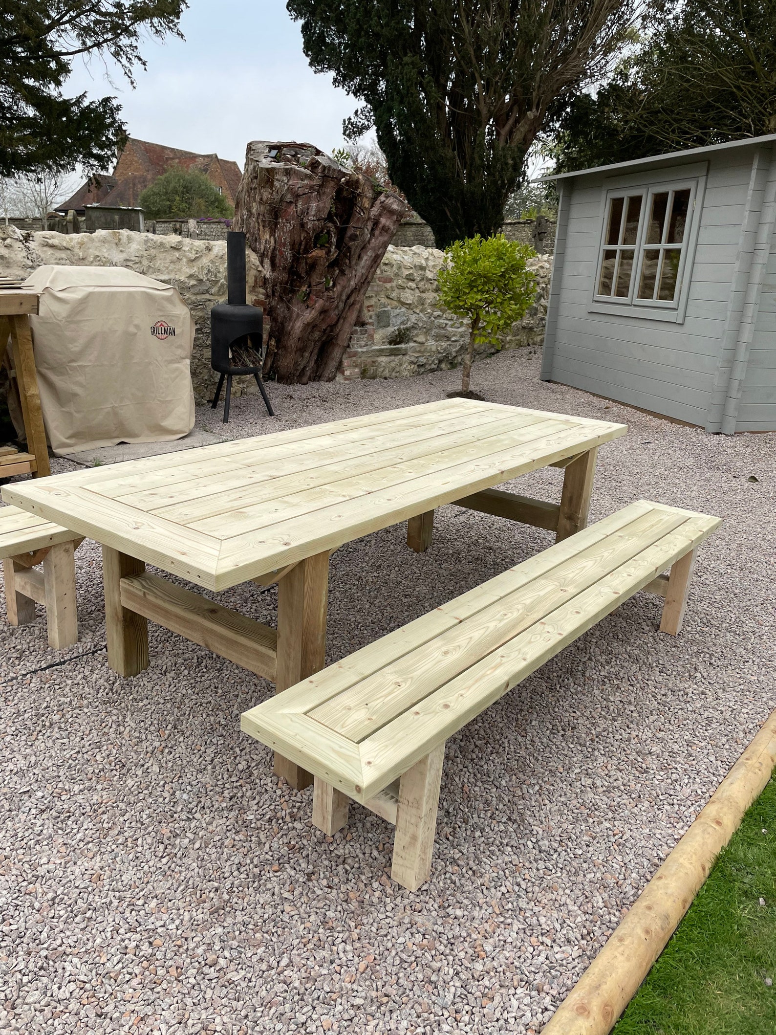 Outdoor Garden Patio Table and 2 Benches treated - Etsy UK