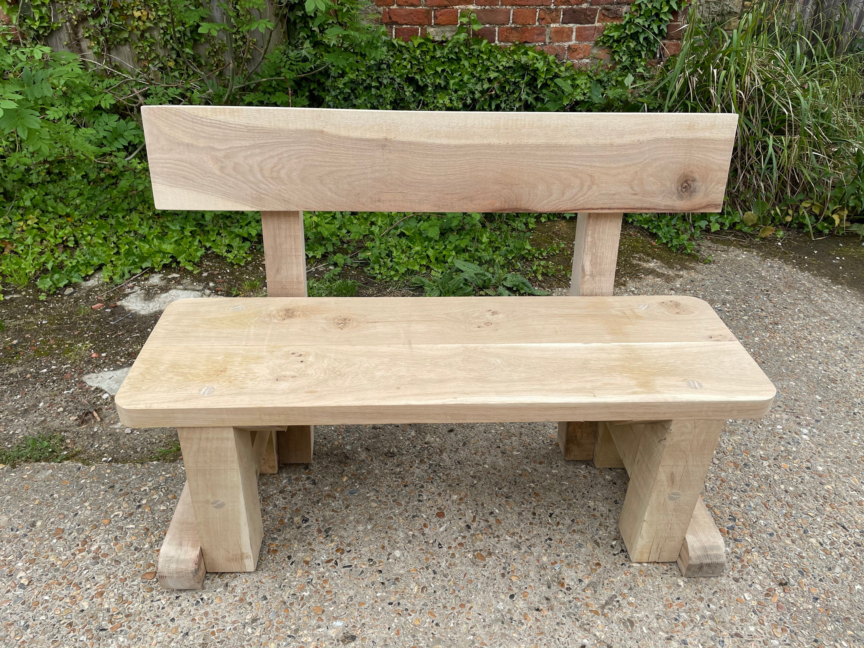 Oak Outdoor Garden Bench With Back hallway or Dining Room - Etsy UK
