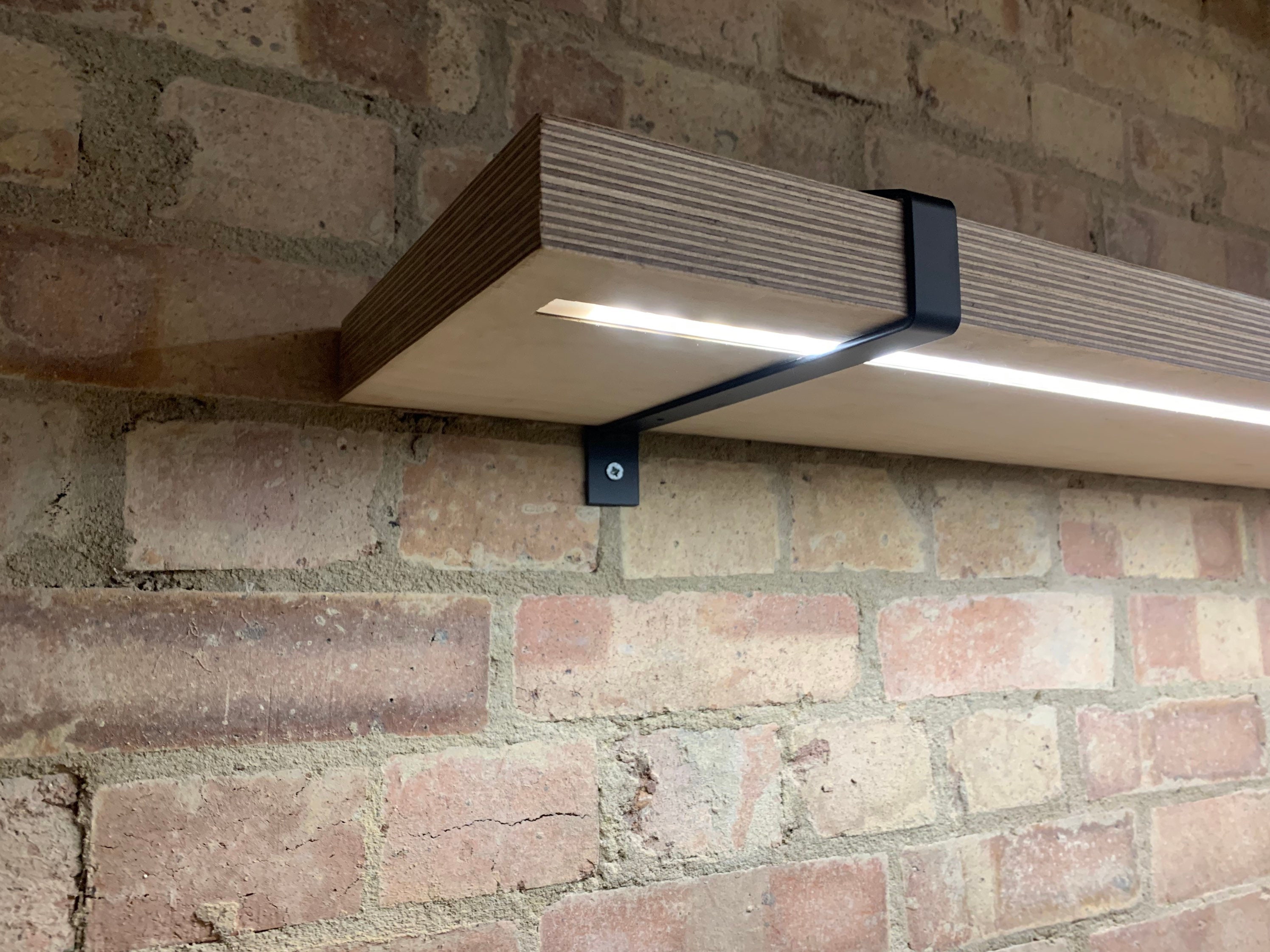 Birch Wood Ply Shelves With Led Lighting with Suspense - Etsy UK