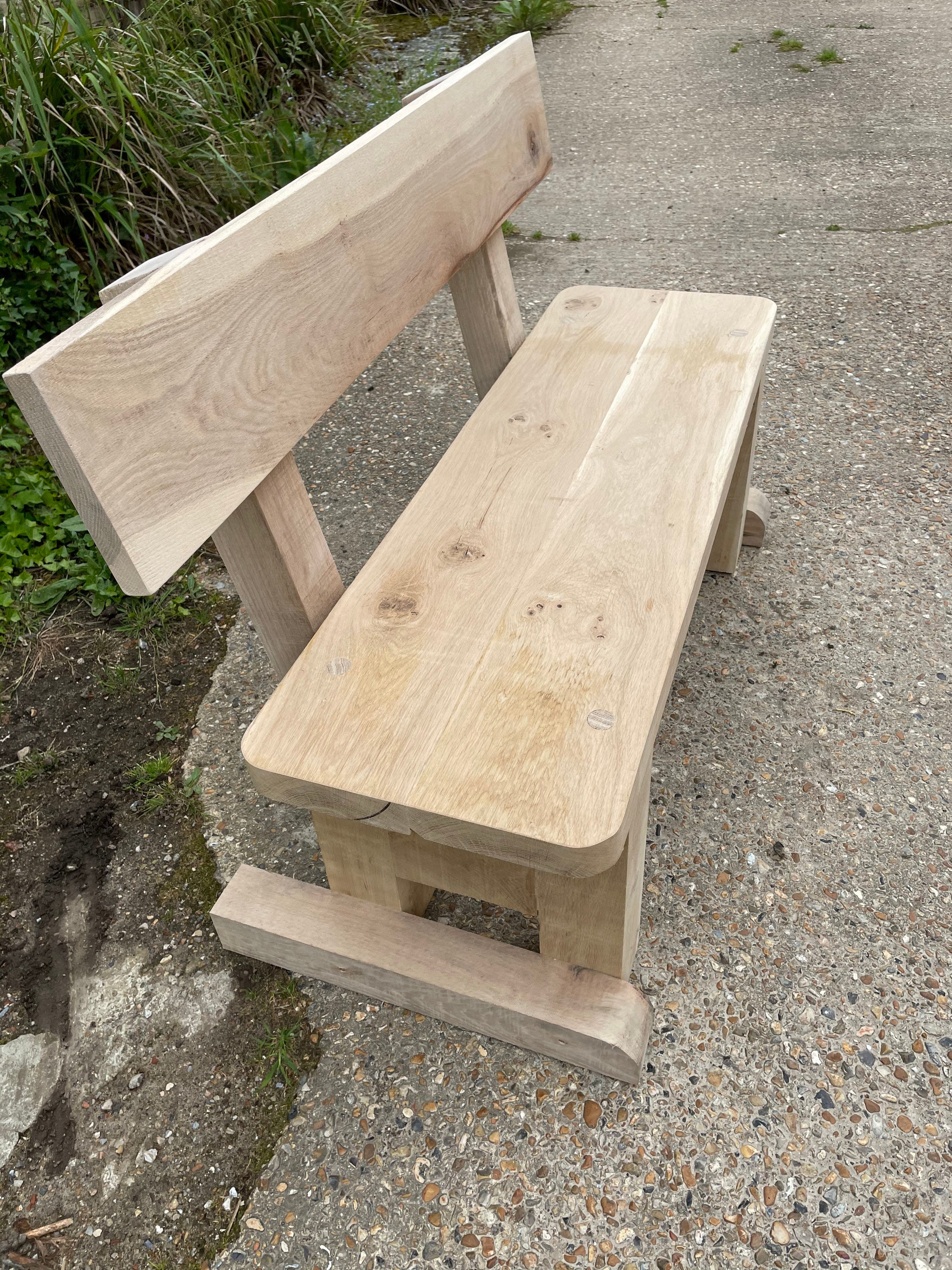 Oak Outdoor Garden Bench With Back hallway or Dining Room | Etsy UK