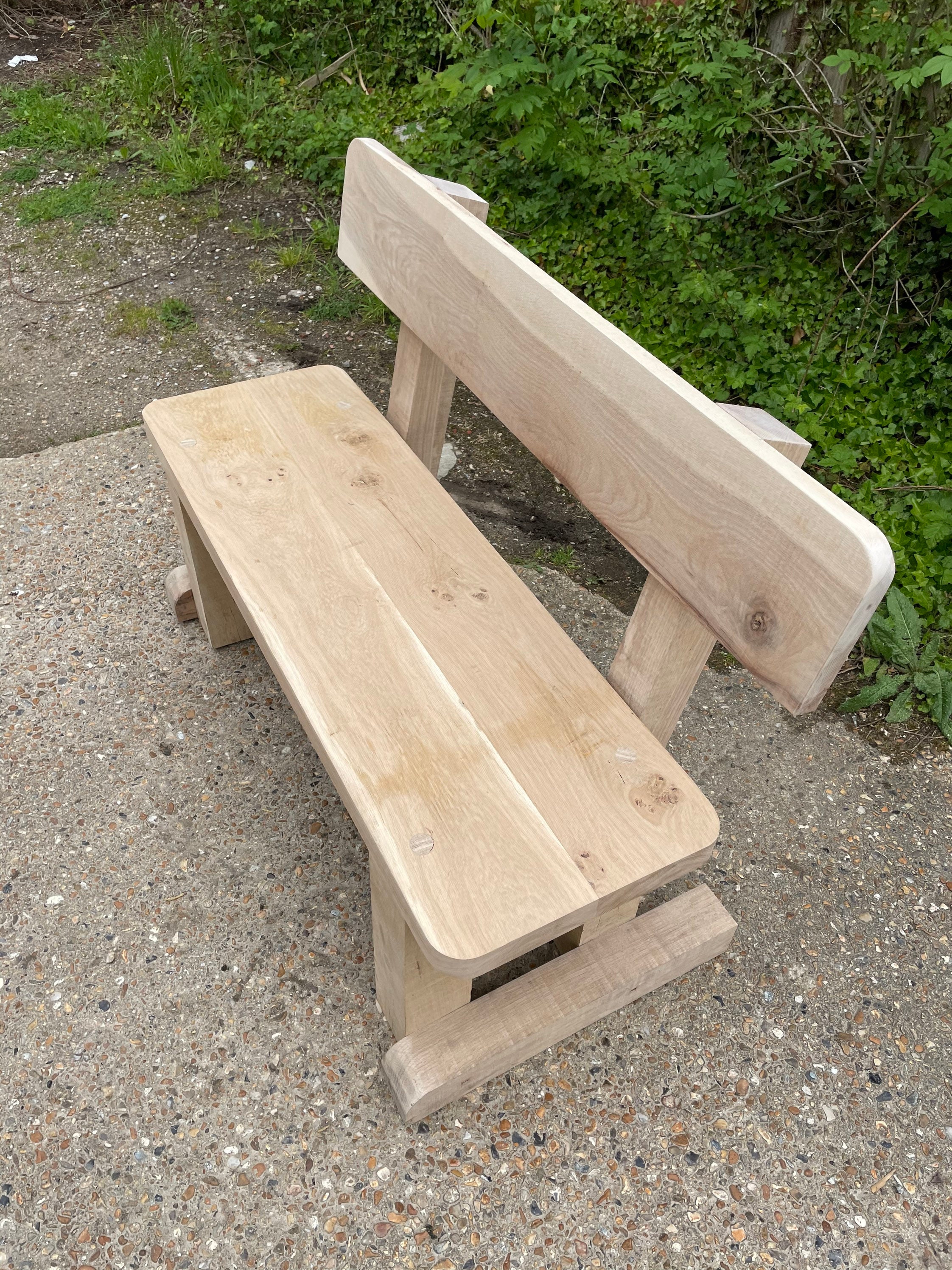 Oak Outdoor Garden Bench With Back hallway or Dining Room - Etsy UK