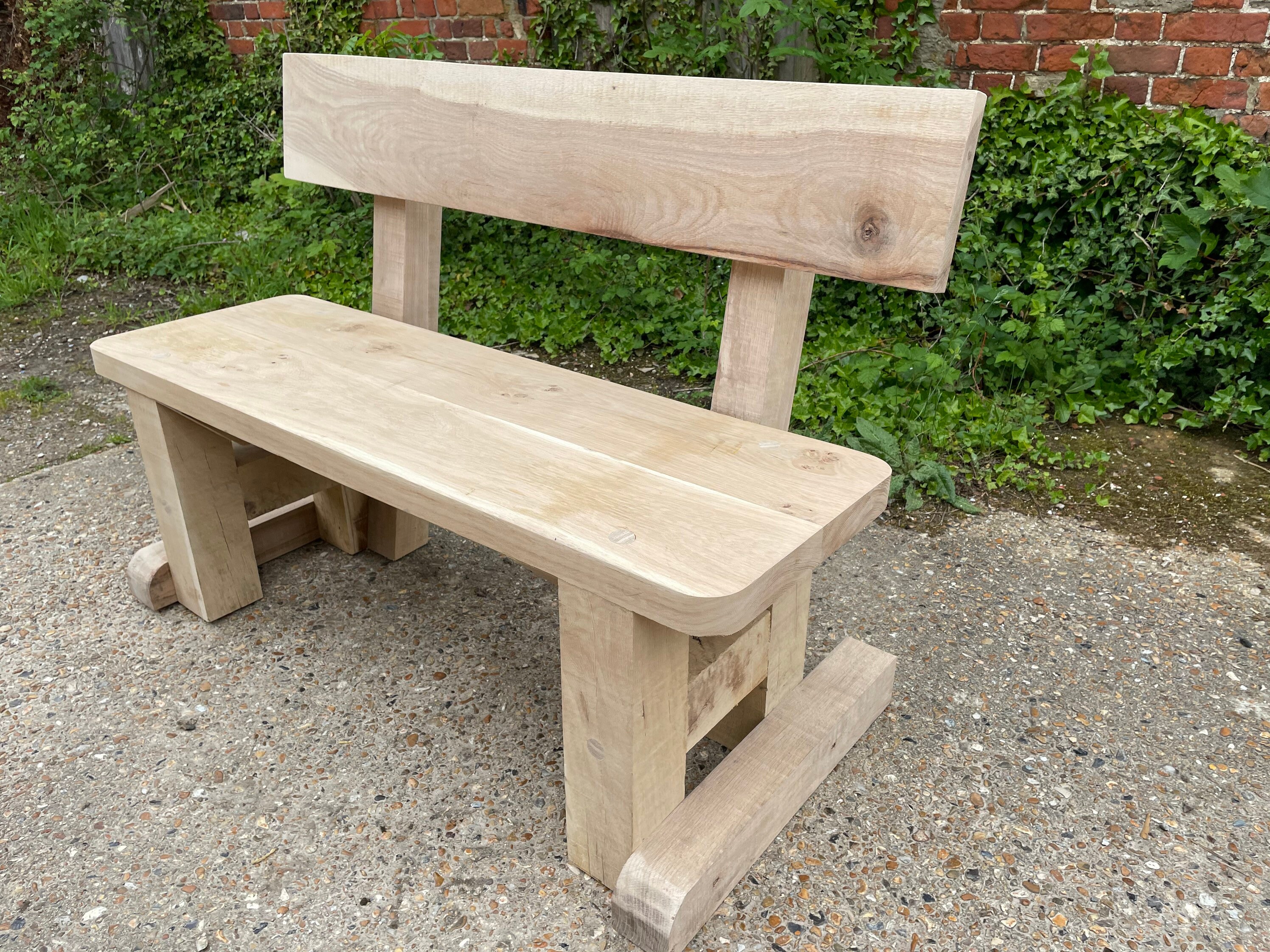 Oak Outdoor Garden Bench With Back hallway or Dining Room | Etsy UK