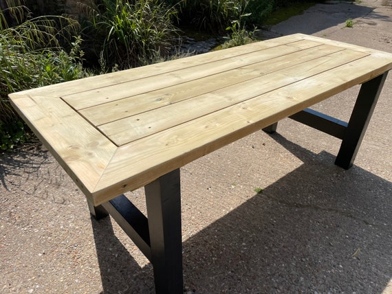Outdoor Garden Patio Table treated With Coloured Legs - Etsy UK