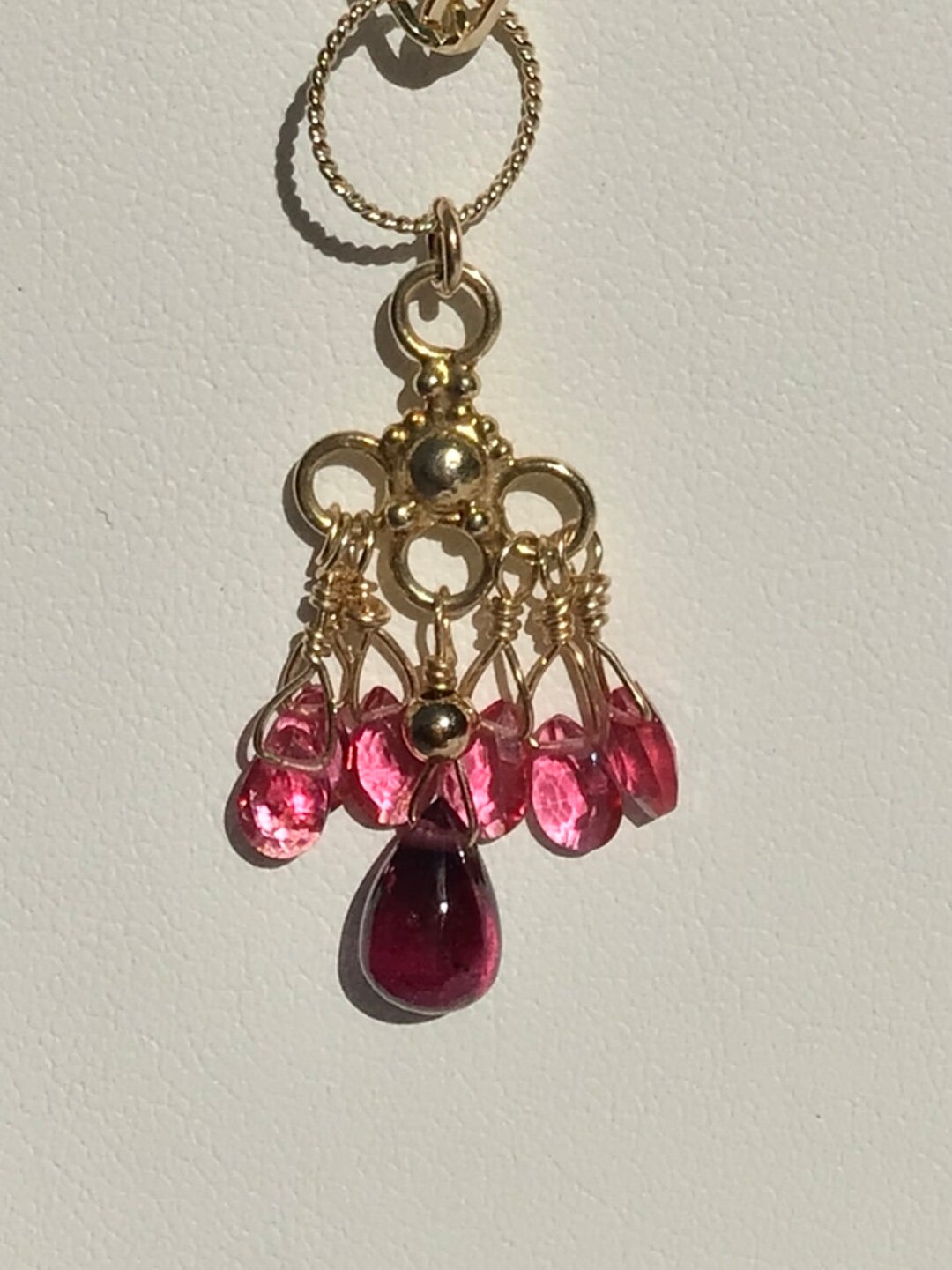 Gemstone Charm Rhodolite Garnet Teardrop Pendant Pink Tourmaline Pears ...
