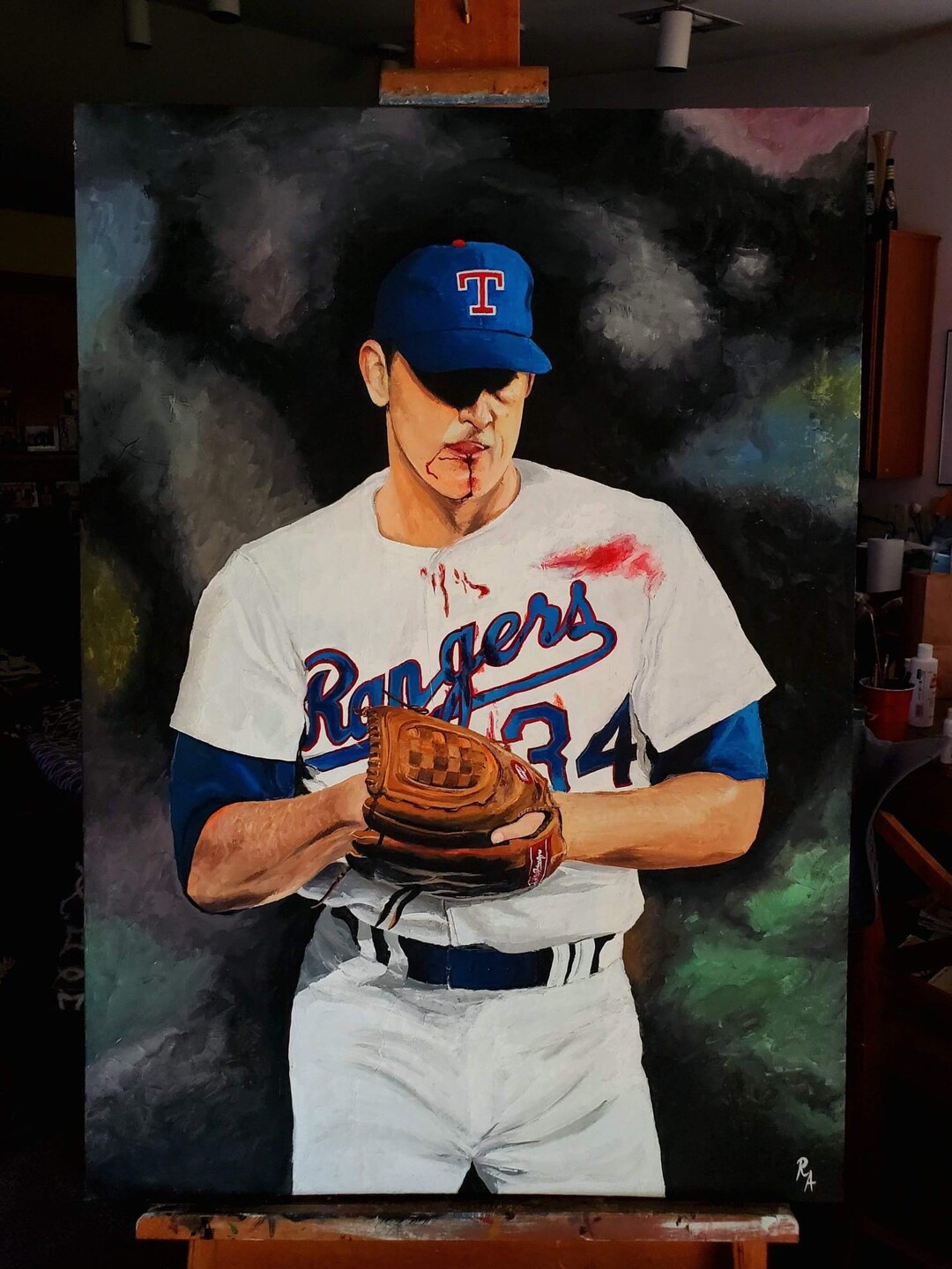 Painting or Print| Blood Lip 34 Nolan Ryan Rangers Painting Canvas by ...