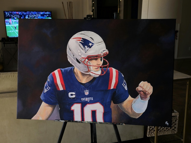 Original Drake Maye Painting or Giclée Print | New England Patriots QB ...