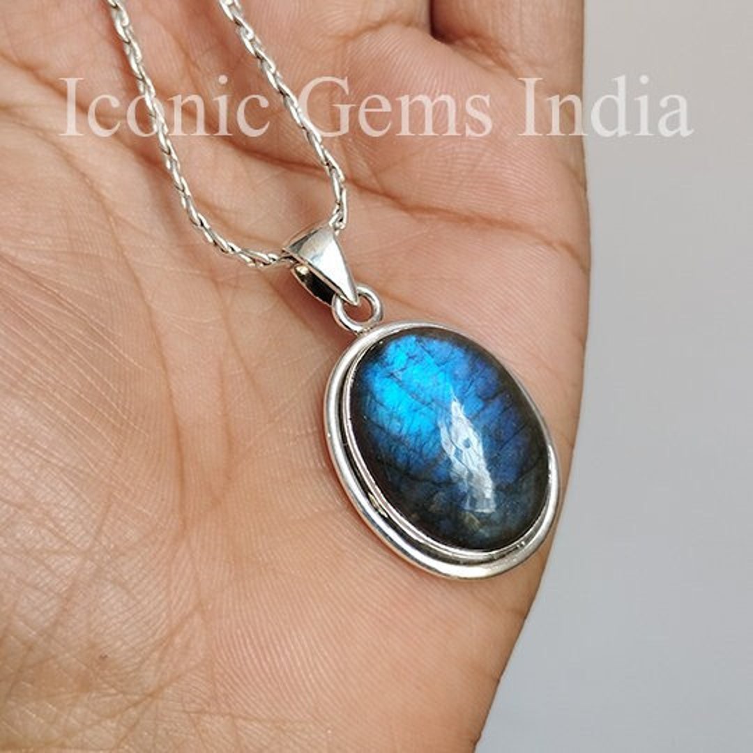 Blue Labradorite Pendant Labradorite Necklace Pendant Oval - Etsy