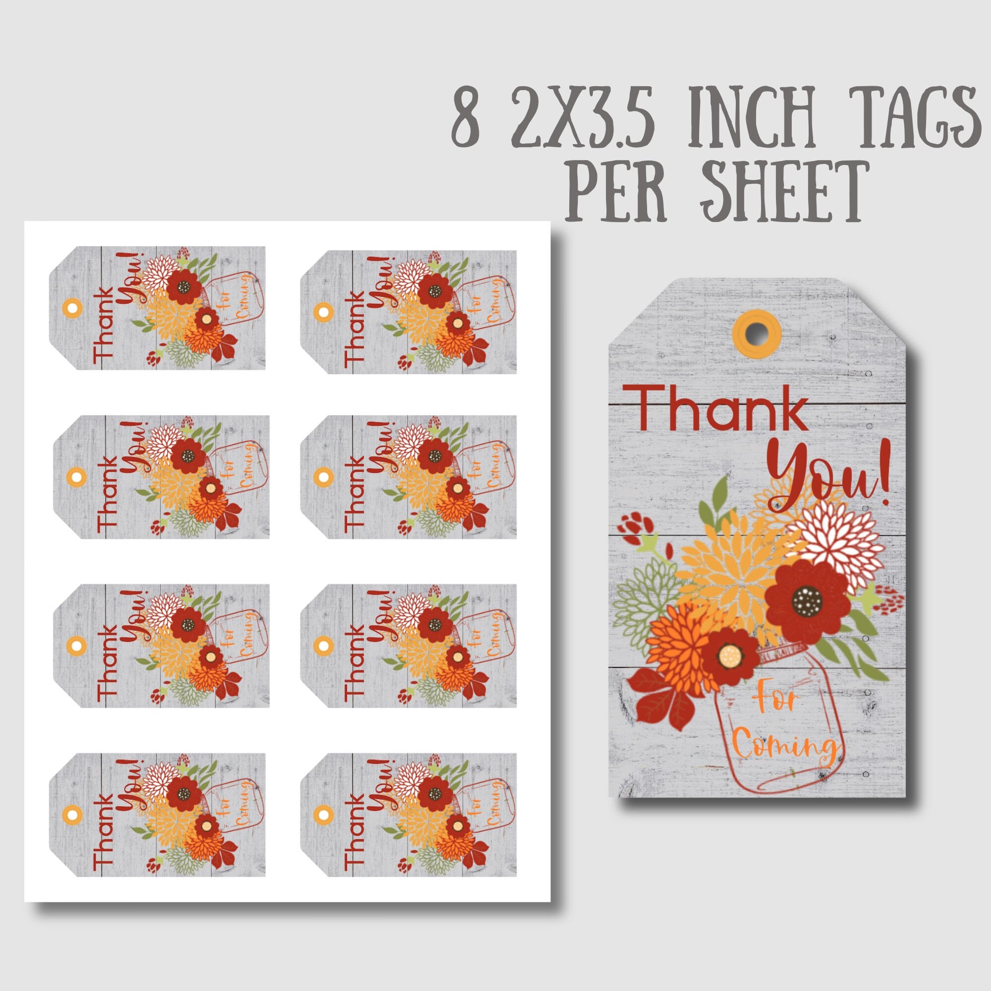 Printable Fall Thank You Favor Tags, Party Favor Tags, Thank You Gift ...