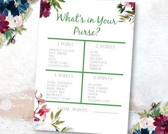 What's in Your Purse Floral Baby Shower Game Printable - Etsy