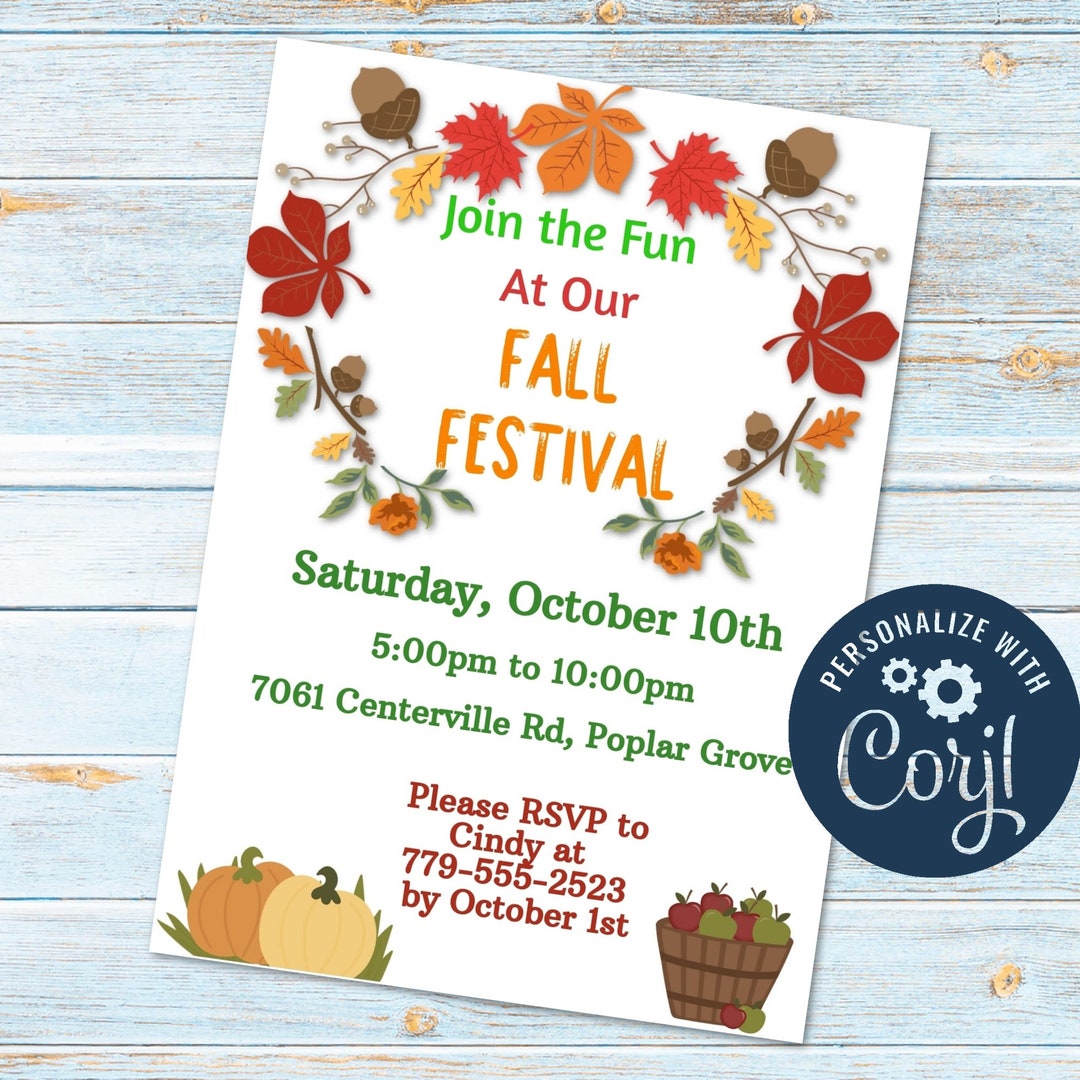 Fall Festival Invitation Digital Download Fall Party - Etsy