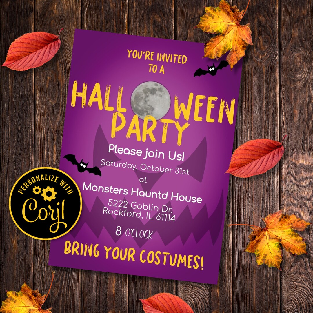 Halloween Party Invitation 5x7, Editable Digital Download Invitation ...