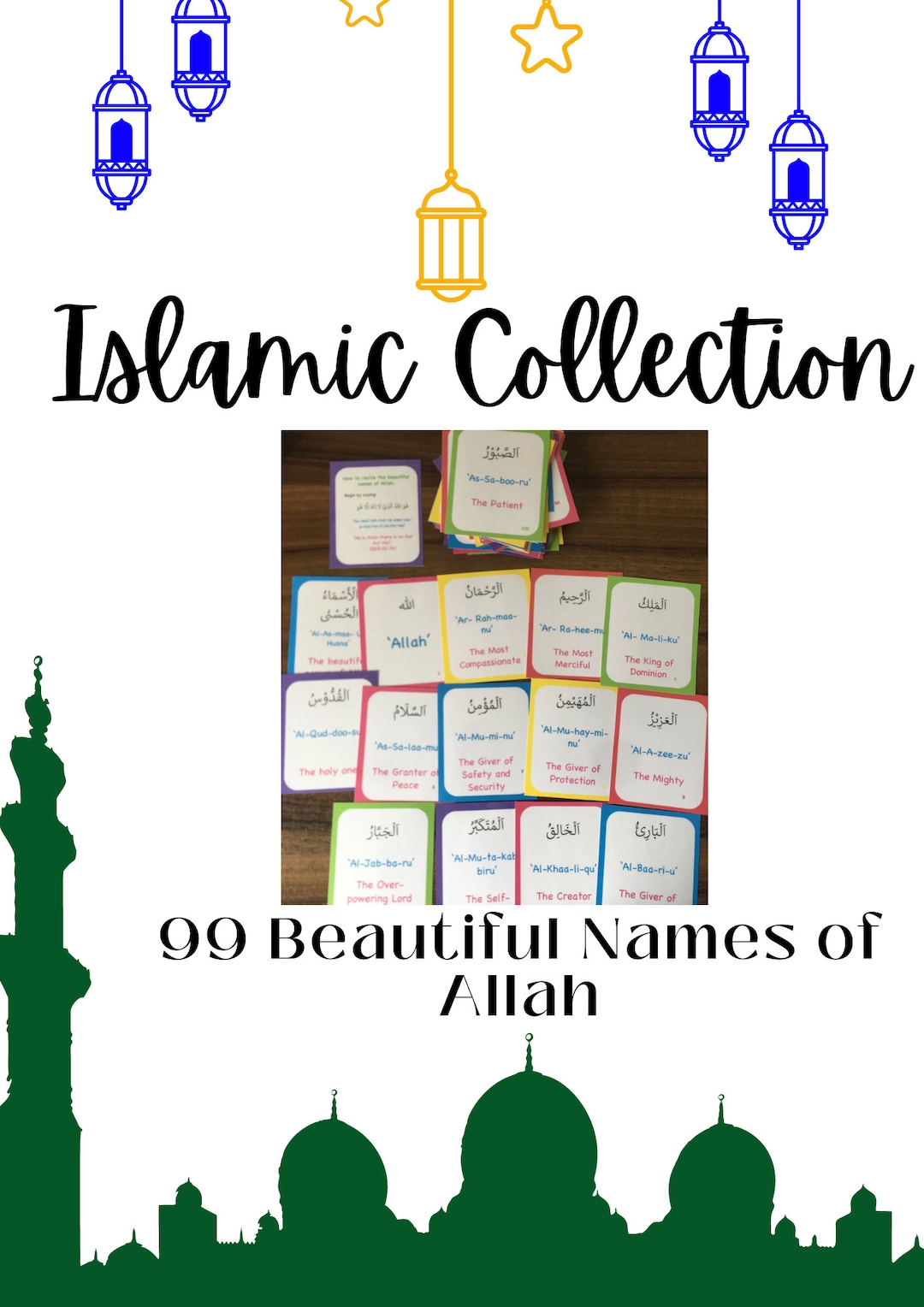 The Beautiful Names of Allah Flash Card Set! 1 CARD PER NAME! Islam ...