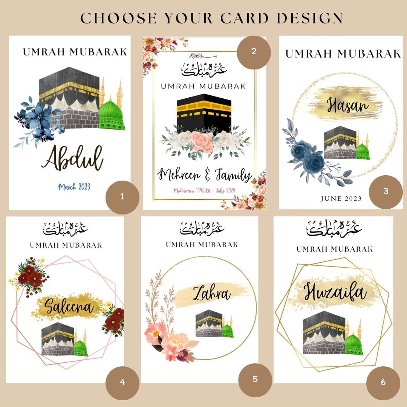 Umrah Mubarak Greeting Card, Personalised A5 Umrah Gift, Muslim Umrah ...
