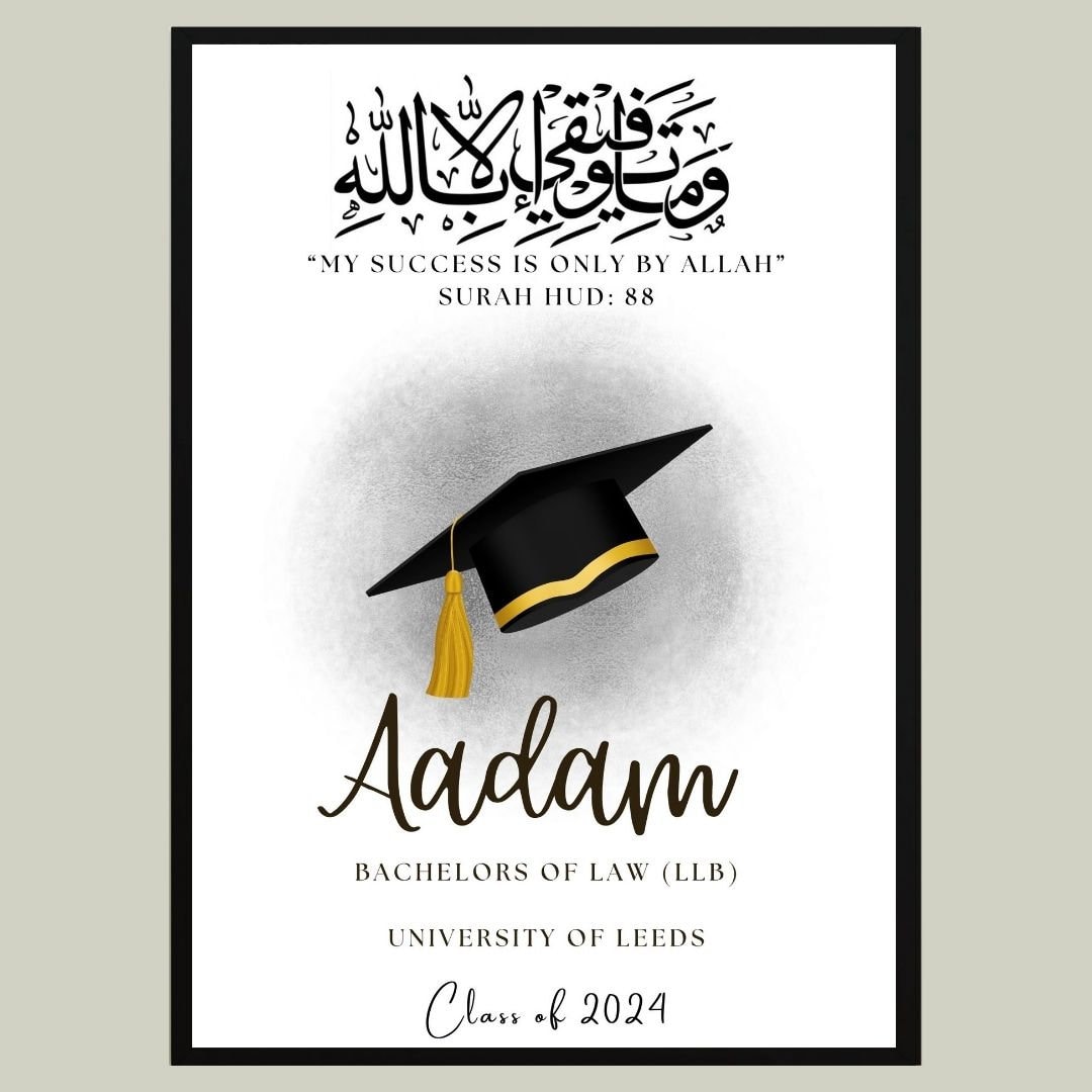 A4 Personalised Islamic Graduation Frame, Islamic Graduation Gift ...