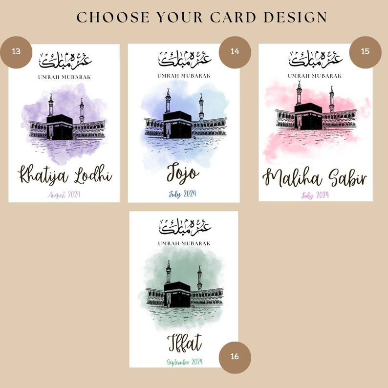 Umrah Mubarak Greeting Card, Personalised A5 Umrah Gift, Muslim Umrah ...