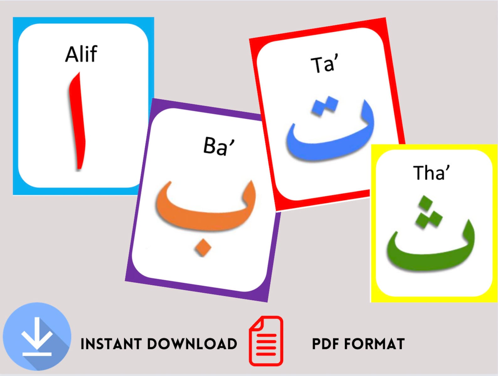 Arabic Alphabet Flash Cards, Alif Ba Ta, Eid Gift, Learn Arabic ...