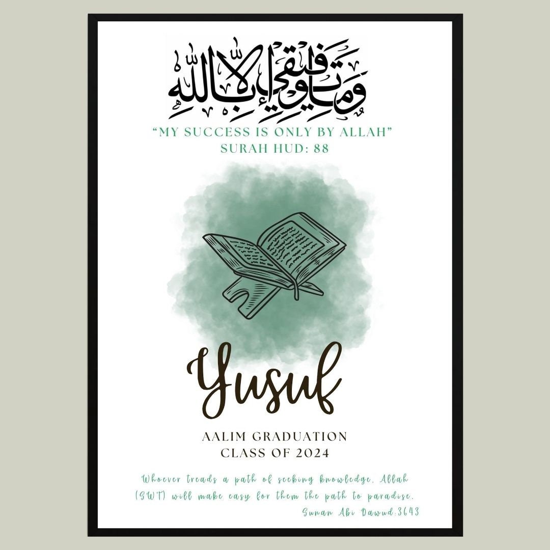 Personalised Islamic Graduation Frame, Aalim Graduation Gift, Muslim ...