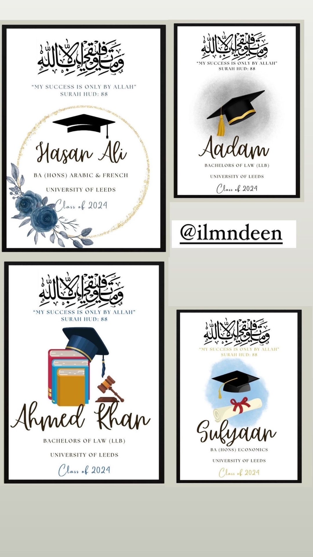 A4 Personalised Islamic Graduation Frame, Islamic Graduation Gift ...