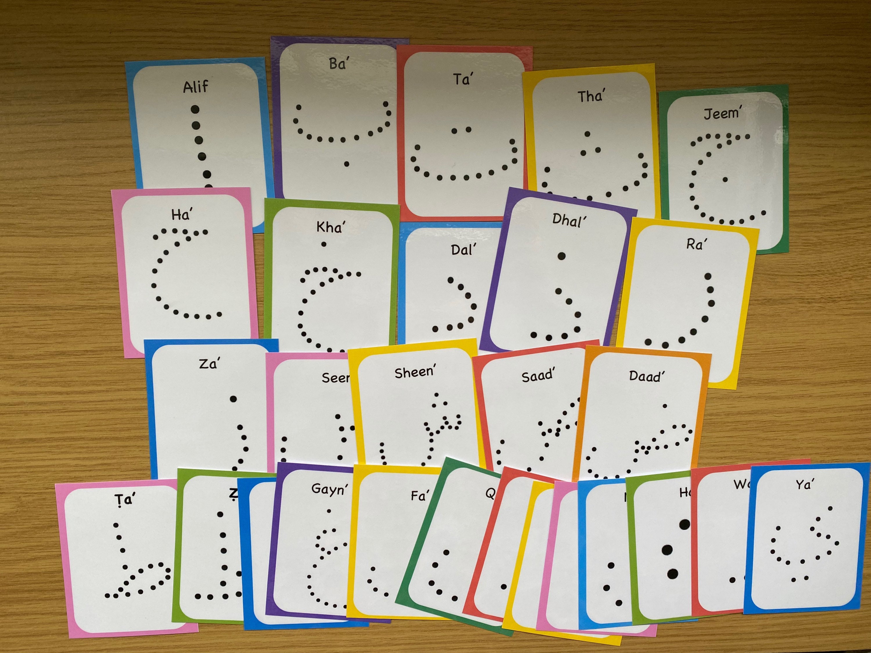 Arabic Alphabet Tracing Flashcard Set Dot to Dot Alif Ba Ta - Etsy