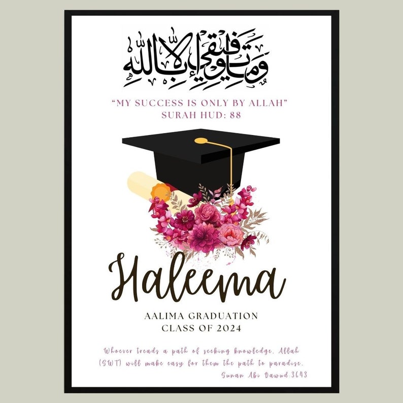 Aalimah Graduation Frame, Alimah Graduation Gift, Alimah Gifts, Quraan ...