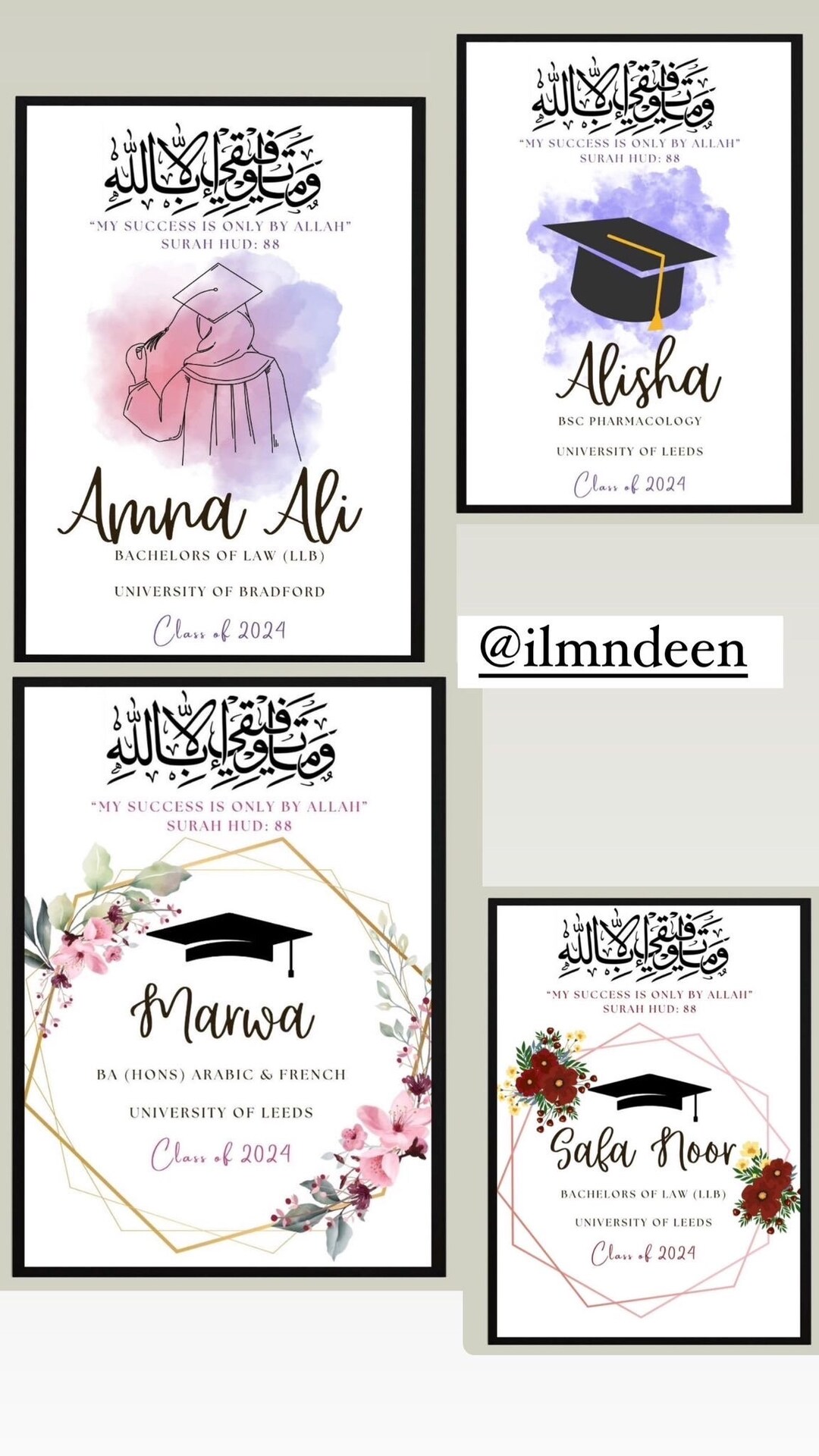 A4 Personalised Islamic Graduation Frame, Islamic Graduation Gift ...